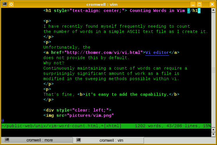 Vim Word Count And Useful Status Line